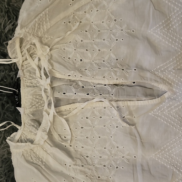 Zara | Tops | Zara Openwork Embroidery Shirt | Poshmark